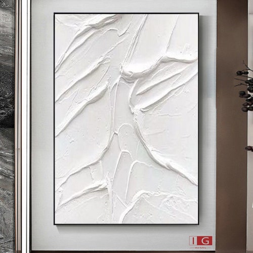 White Textured Wall Art Large White Abstract Painting White - Etsy