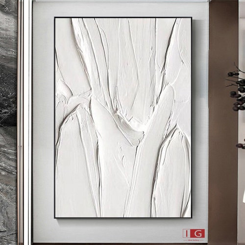 Large White Abstract Painting White Textured Wall Art Large - Etsy