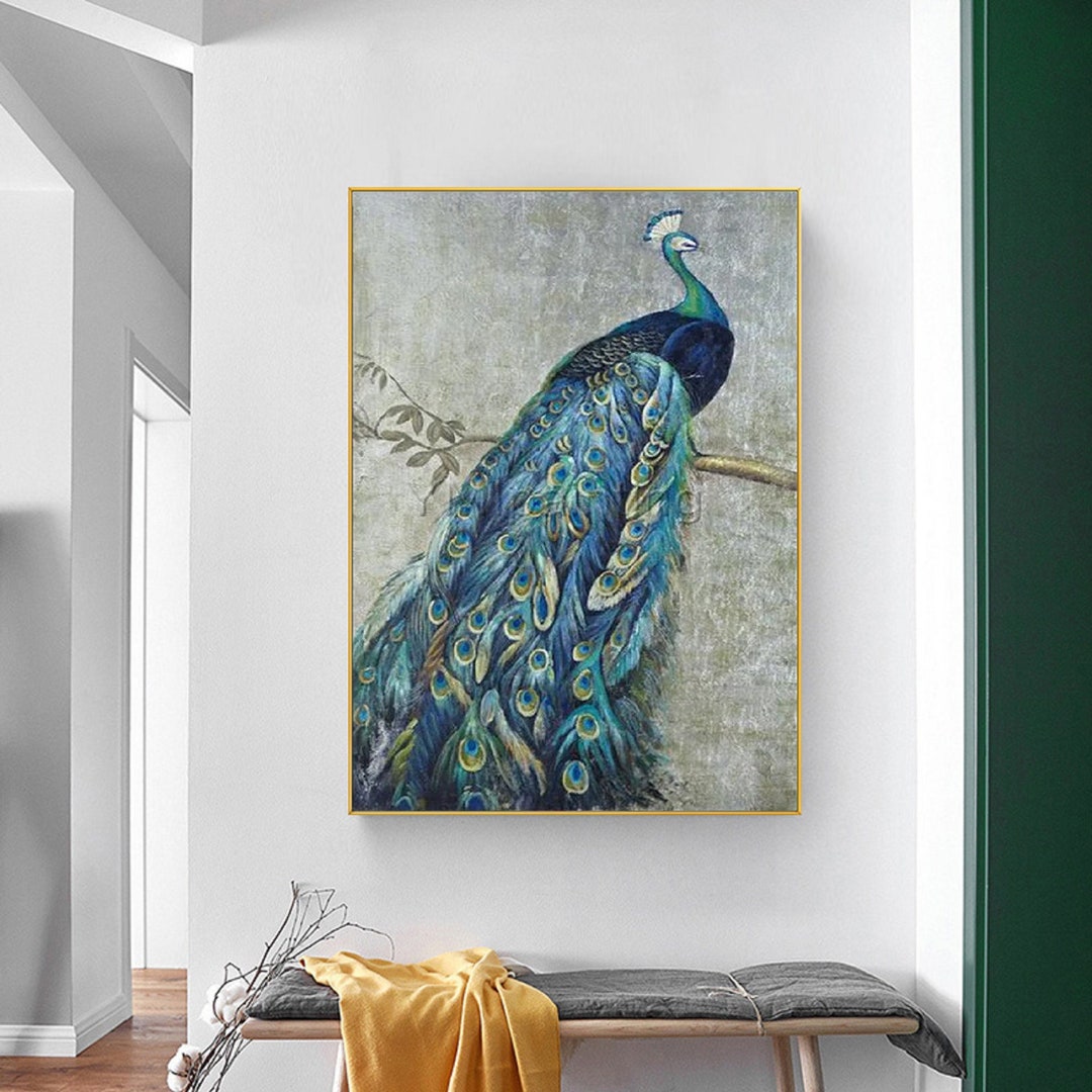 Peacock Painting Animal Wall Art Peacock Art Original Peacock Canvas ...