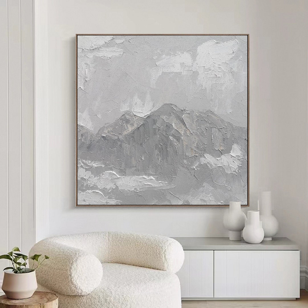 Grey and White Minimalist Painting Grey Wall Art Grey Textured Wall Art ...