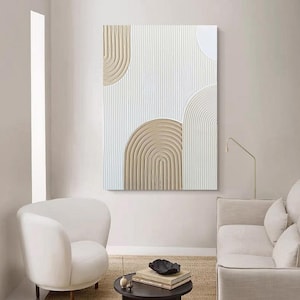 Pure Beige 3D Minimalist Painting on Canvas Large Beige Art Beige 3D ...