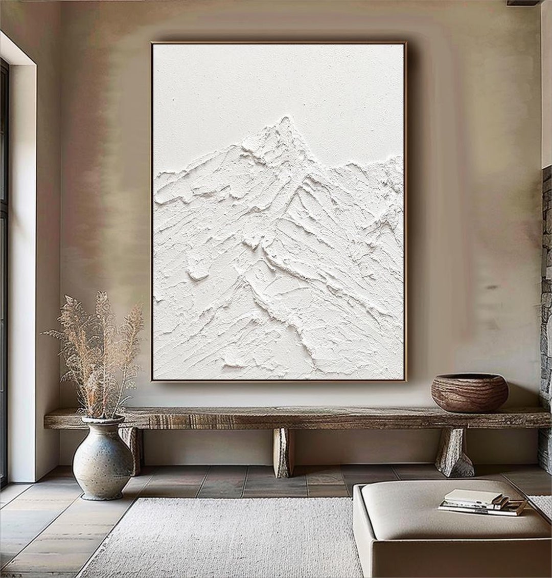 Large White Abstract Painting Modern Abstract Painting White Snow ...