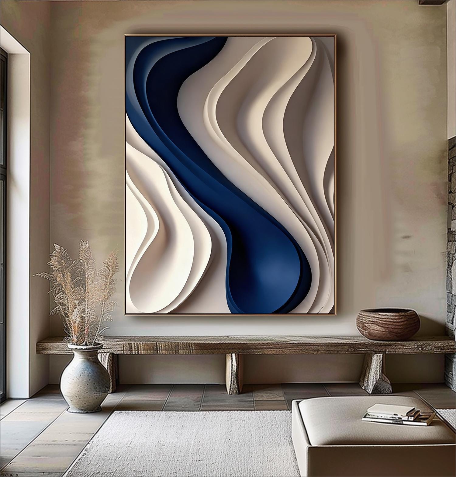 Hand-painted Wood Carving Wall Art: Abstract 3D Textured Sculpture - Etsy