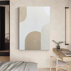 Pure Beige 3D Minimalist Painting on Canvas Large Beige Art Beige 3D ...