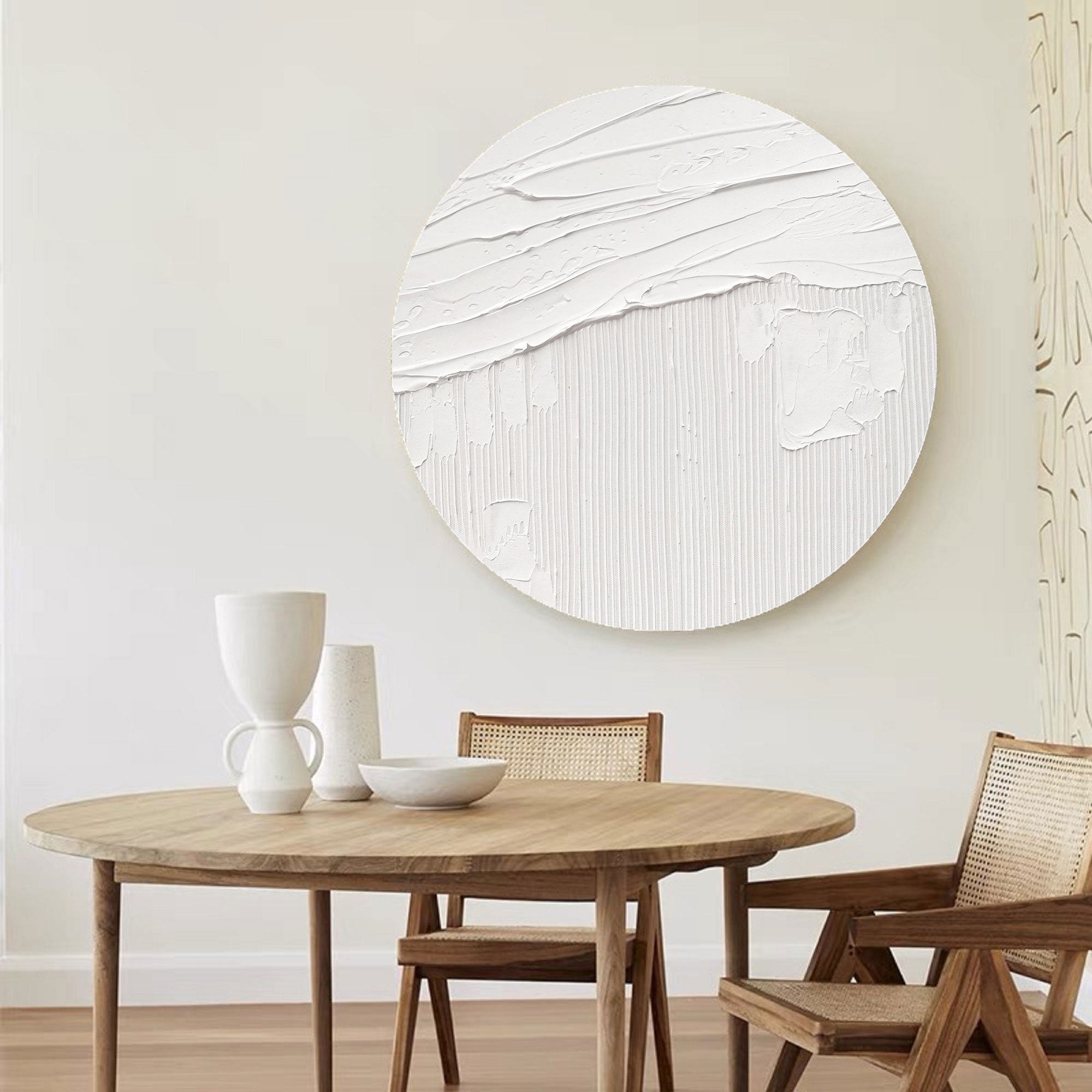 White Textured Art White Abstract Wall Art White Circle - Etsy