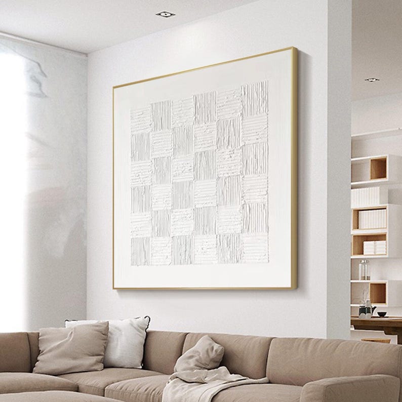 White Minimalist Painting Large White Textured Wall Art White Abstract ...