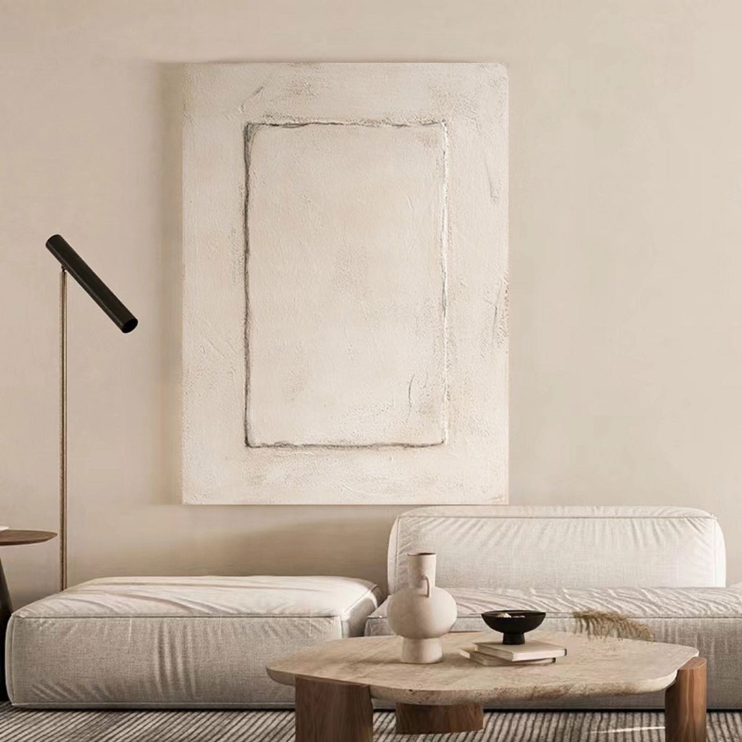 Beige Plaster Painting Neutral Beige Wabi Sabi Painting Beige 3D ...