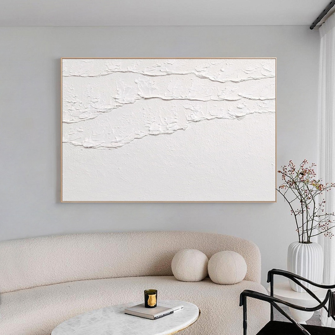 White Waves Abstract Painting White Wall Art White 3D Textured Art ...