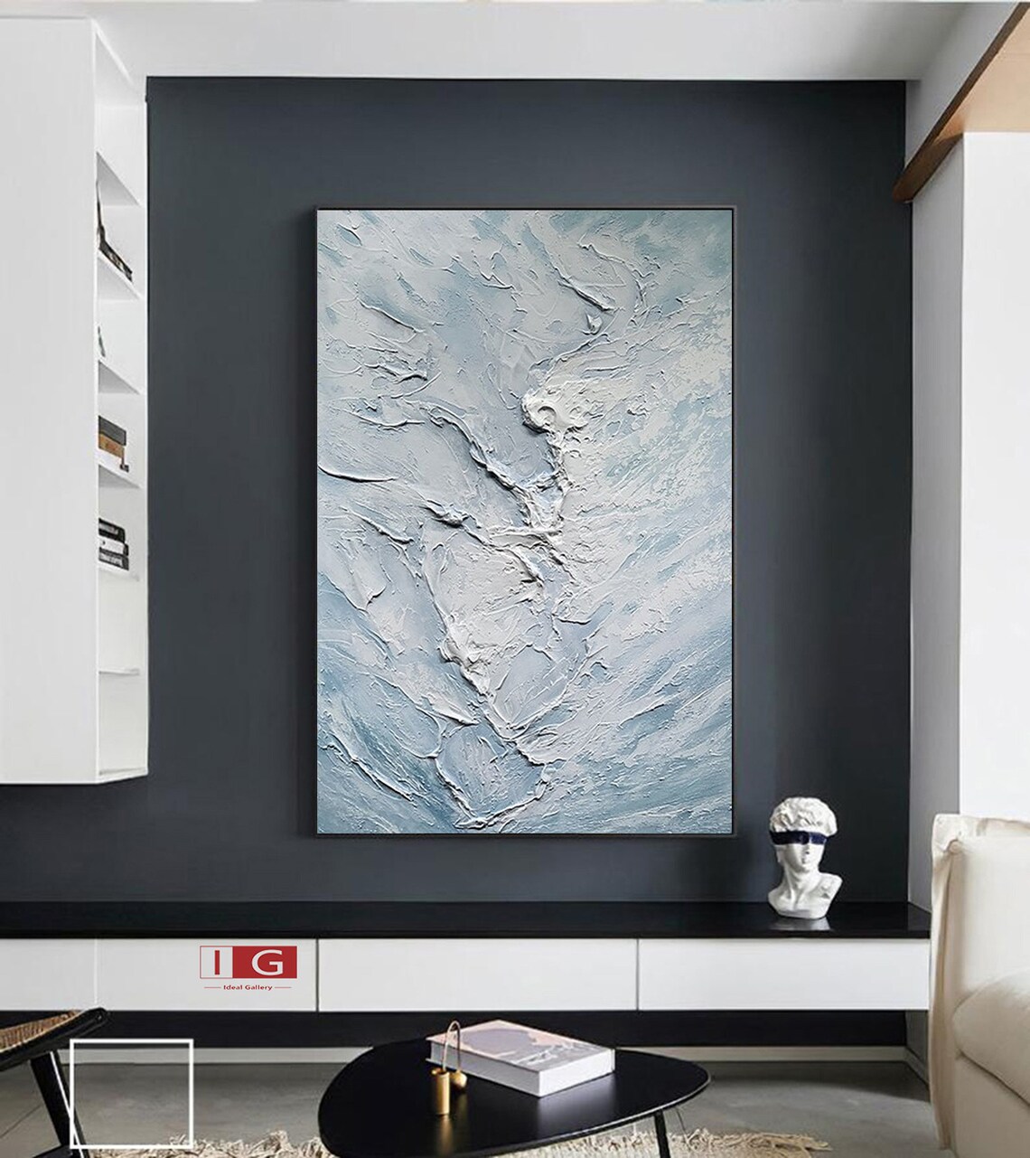 Large Blue Sea Abstract Art Sea Wave Abstract Canvas Oil - Etsy