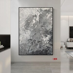 Large Grey Textured Abstract Painting, Minimalist Plaster Wall Art - Etsy