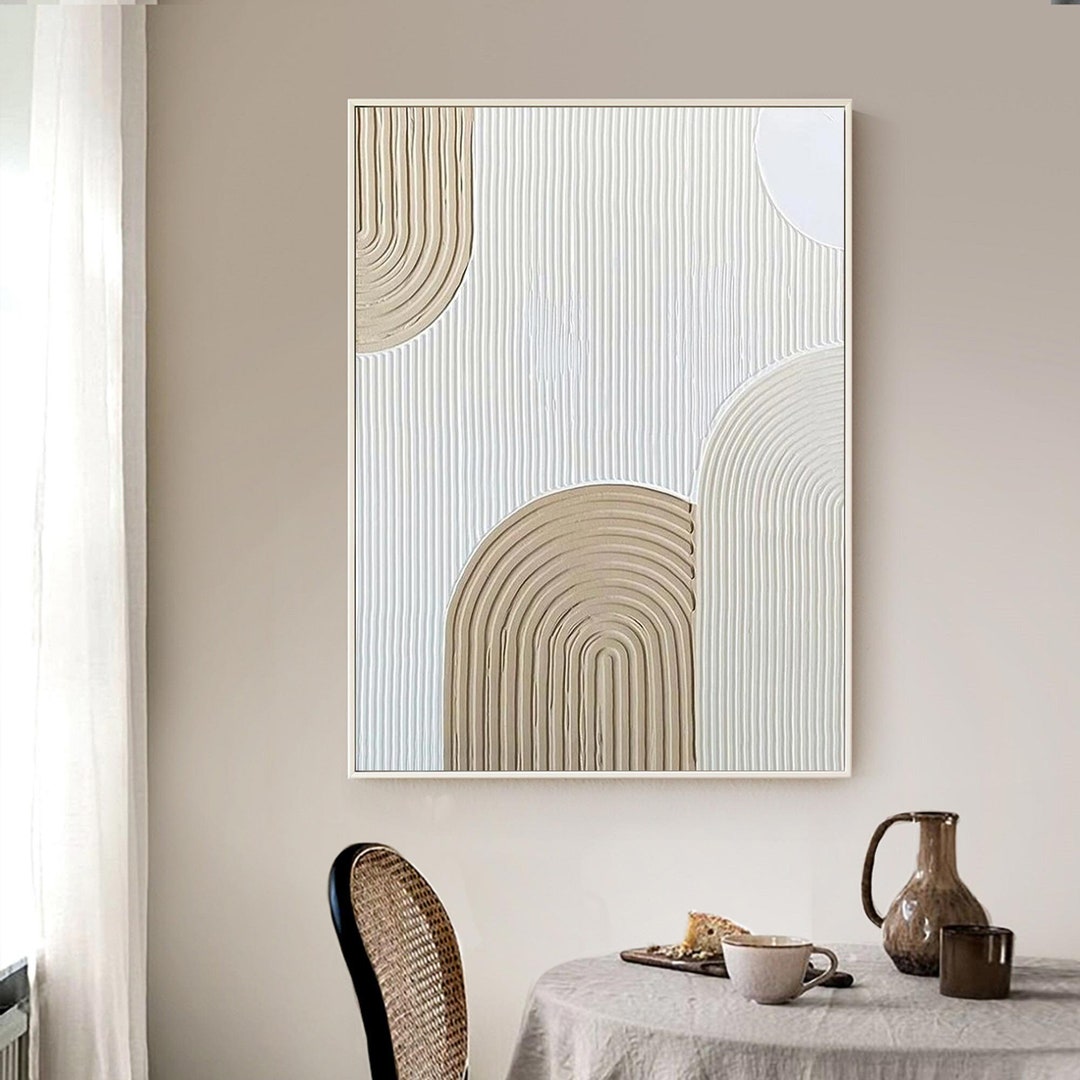 Pure Beige 3D Minimalist Painting on Canvas Large Beige Art Beige 3D ...