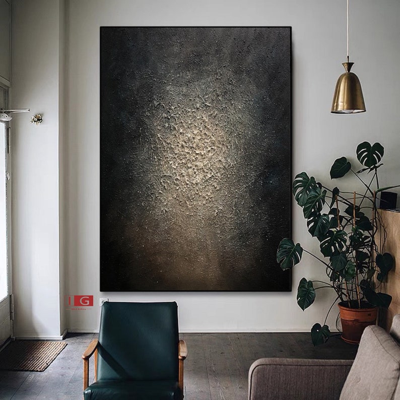 Black and Gold Abstract Art Large Black Abstract Painting - Etsy