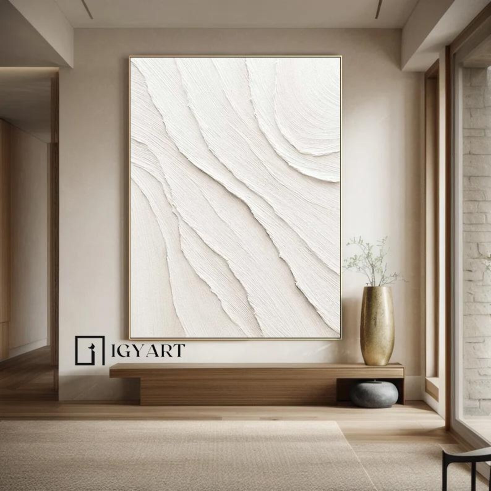 Pure White Textured Wall Art White Wabi Sabi Painting Larger White ...