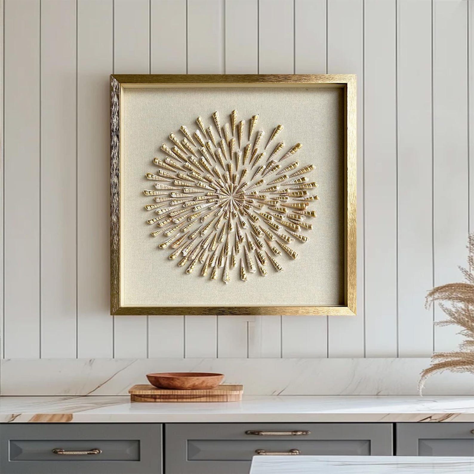 Golden Conch Shell Painting: Coastal Wall Art - Etsy