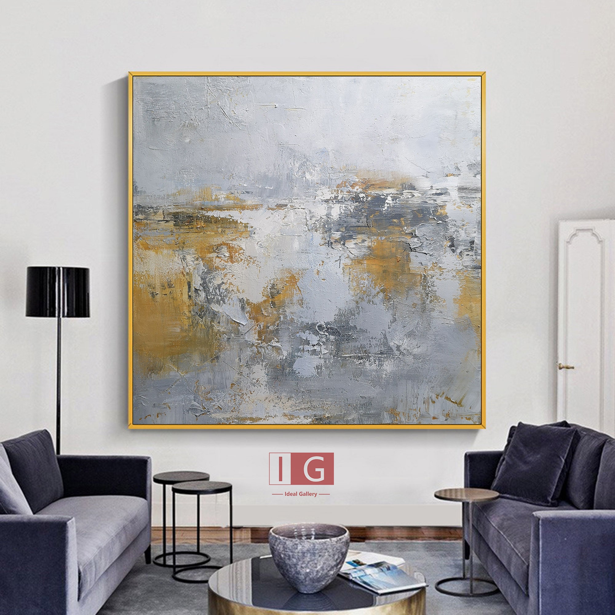 Große abstrakte Malerei auf Leinwand original Kunstwerk gold | Etsy