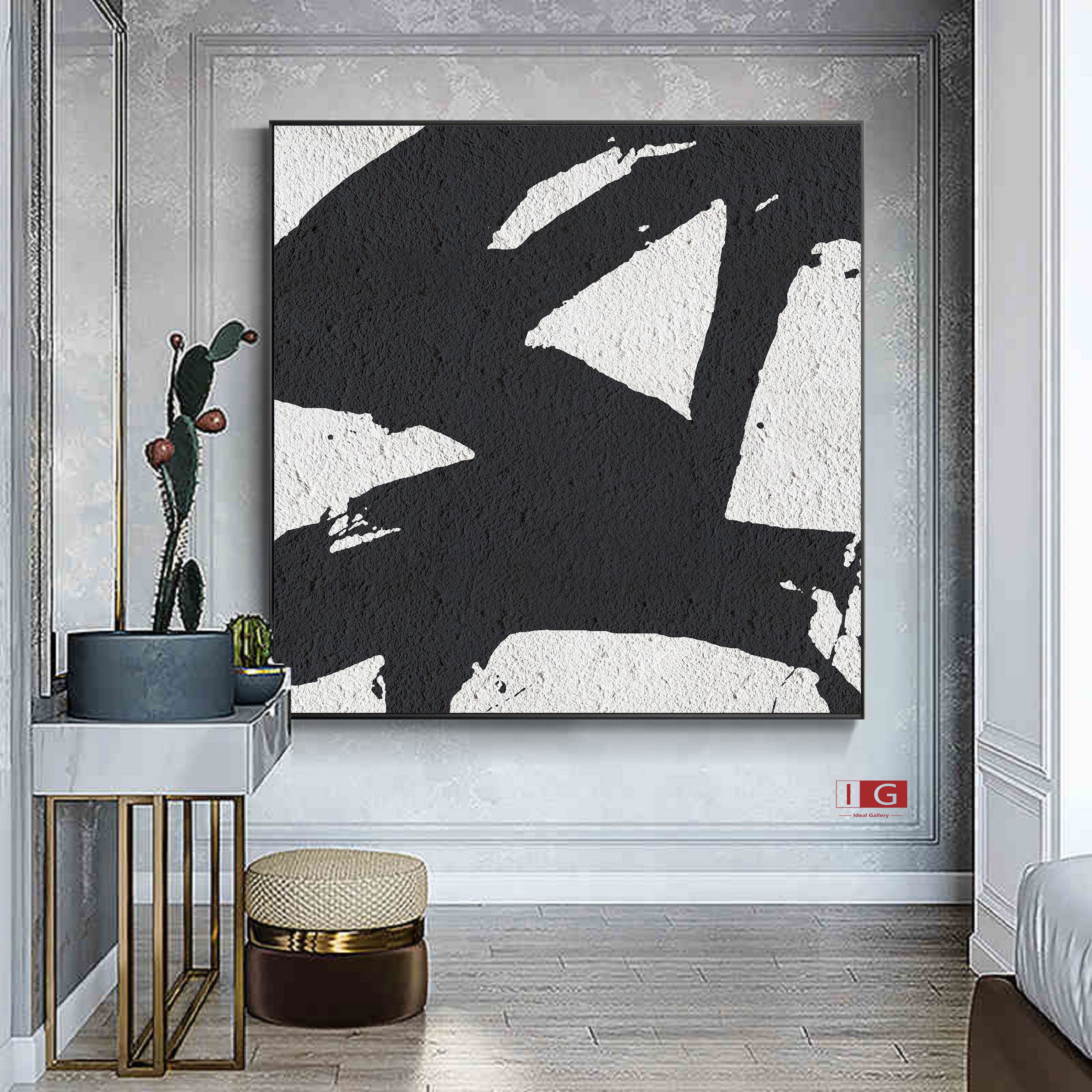 Lienzo en blanco y negro Arte mural Pintura en blanco y negro - Etsy México