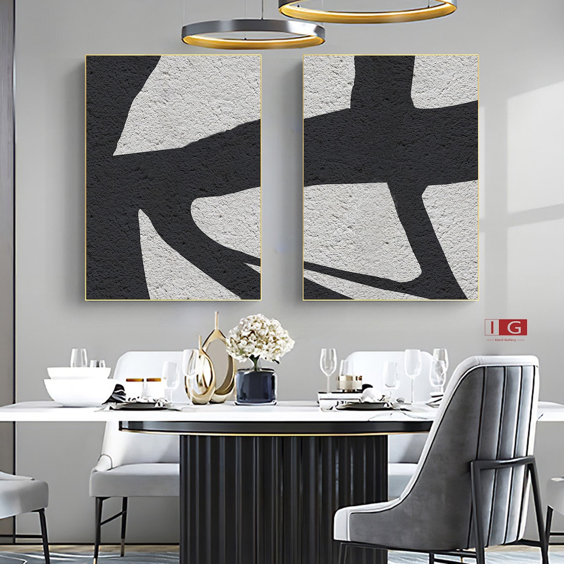 Black and White Minimalist Painting Large Abstract Painting - Etsy