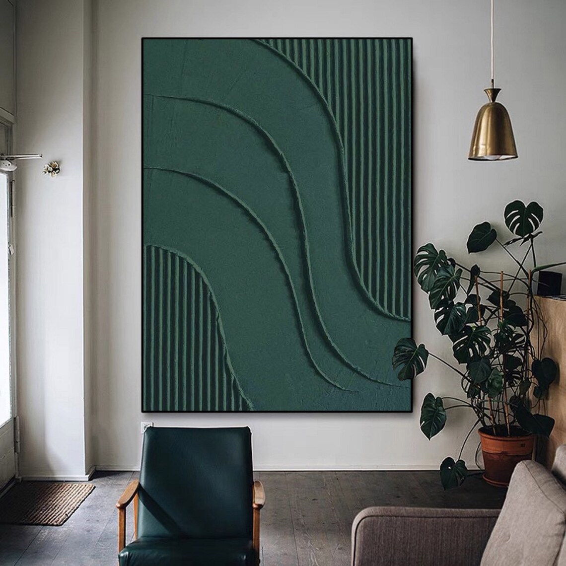 Green Textured Abstract Painting, Large 3D Wall Decor - Etsy
