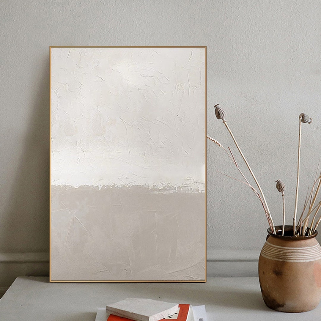 Beige Wabi Sabi Minimalistische kunst aan de muur Beige kunst - Etsy Nederland