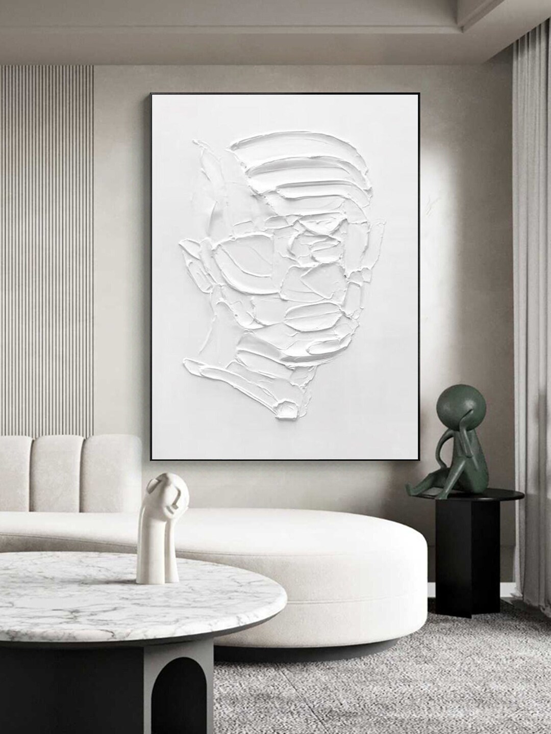 Large White Plaster Wall Art Large White Abstract Painting White ...