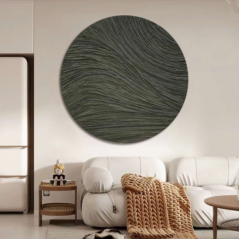 Green Circle Canvas Art Green Circle Minimalist Art Green Textured Wall ...
