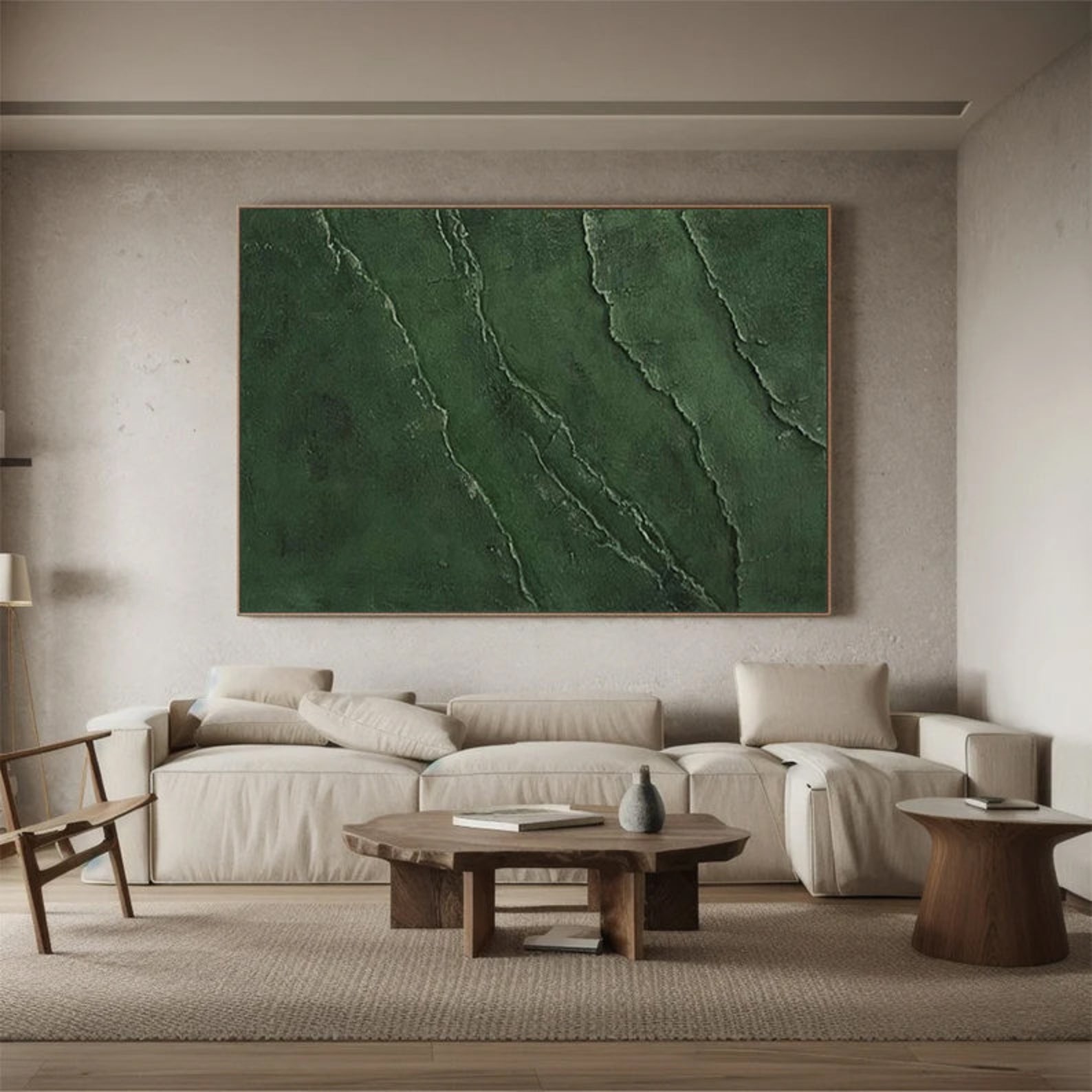 Green Abstract Painting Sage Green Landscape Painting Green Waves ...