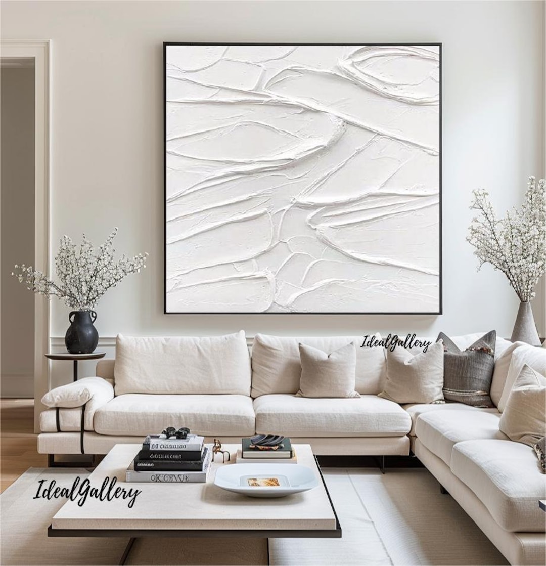 White 3D Textured Art White Abstract Painting White Textured Wall Art ...
