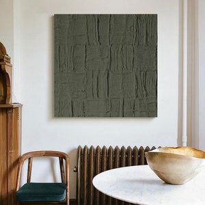 Olive Green Painting Green Canvas Art Green Minimalism Painting Green ...