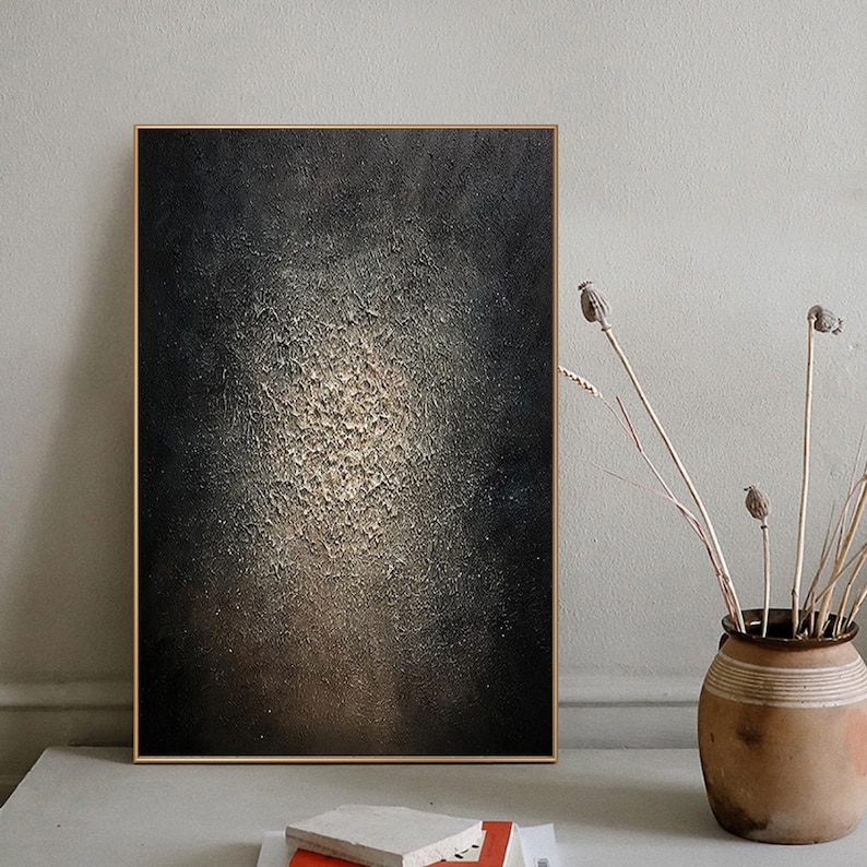 Black and Gold Abstract Art Large Black Abstract Painting - Etsy