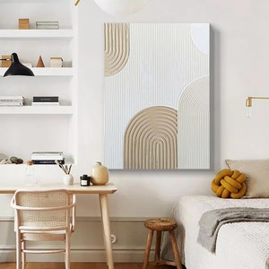 Pure Beige 3D Minimalist Painting on Canvas Large Beige Art Beige 3D ...