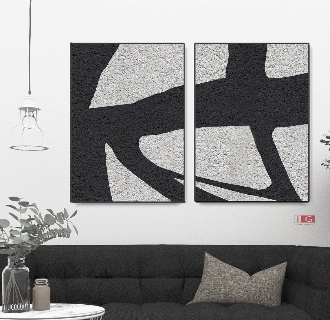 Black and White Minimalist Painting Large Abstract Painting - Etsy