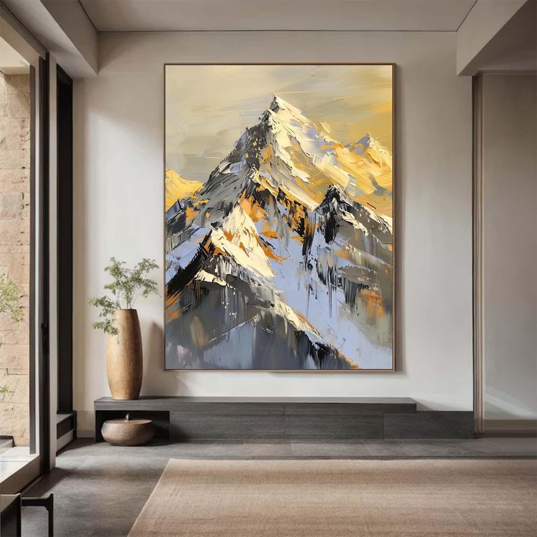 Large Snow Mountain Abstract Painting Mountain Painting Mountain ...