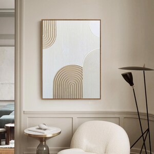 Pure Beige 3D Minimalist Painting on Canvas Large Beige Art Beige 3D ...