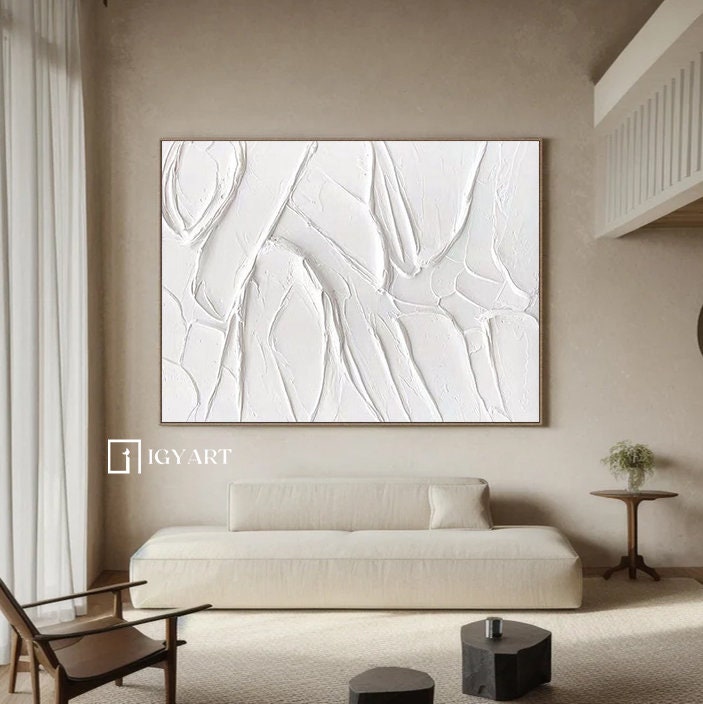 Large White Textured Painting, Minimalist Abstract Plaster Art - Etsy