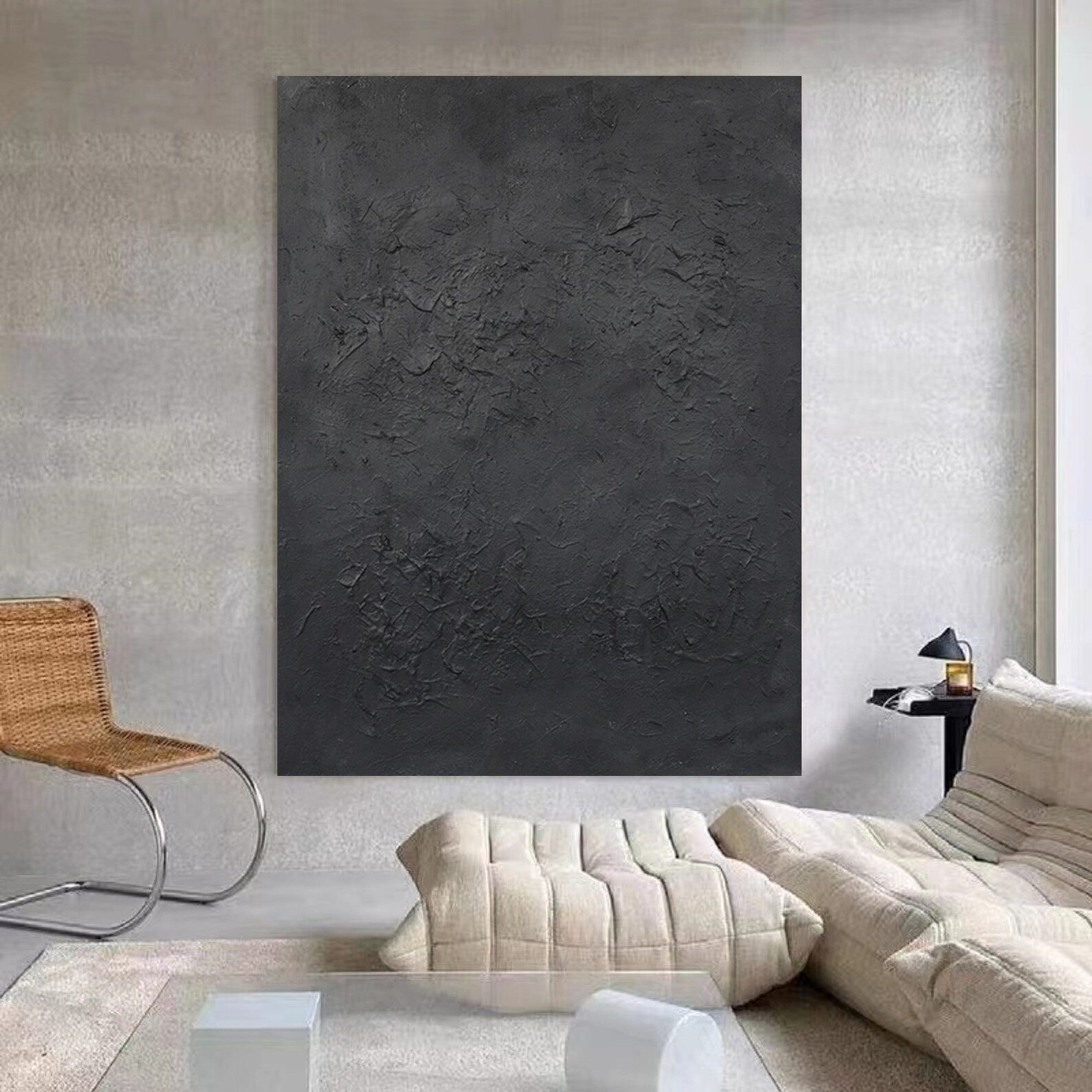 Hand-painted Black Textured Abstract Canvas Art - Etsy