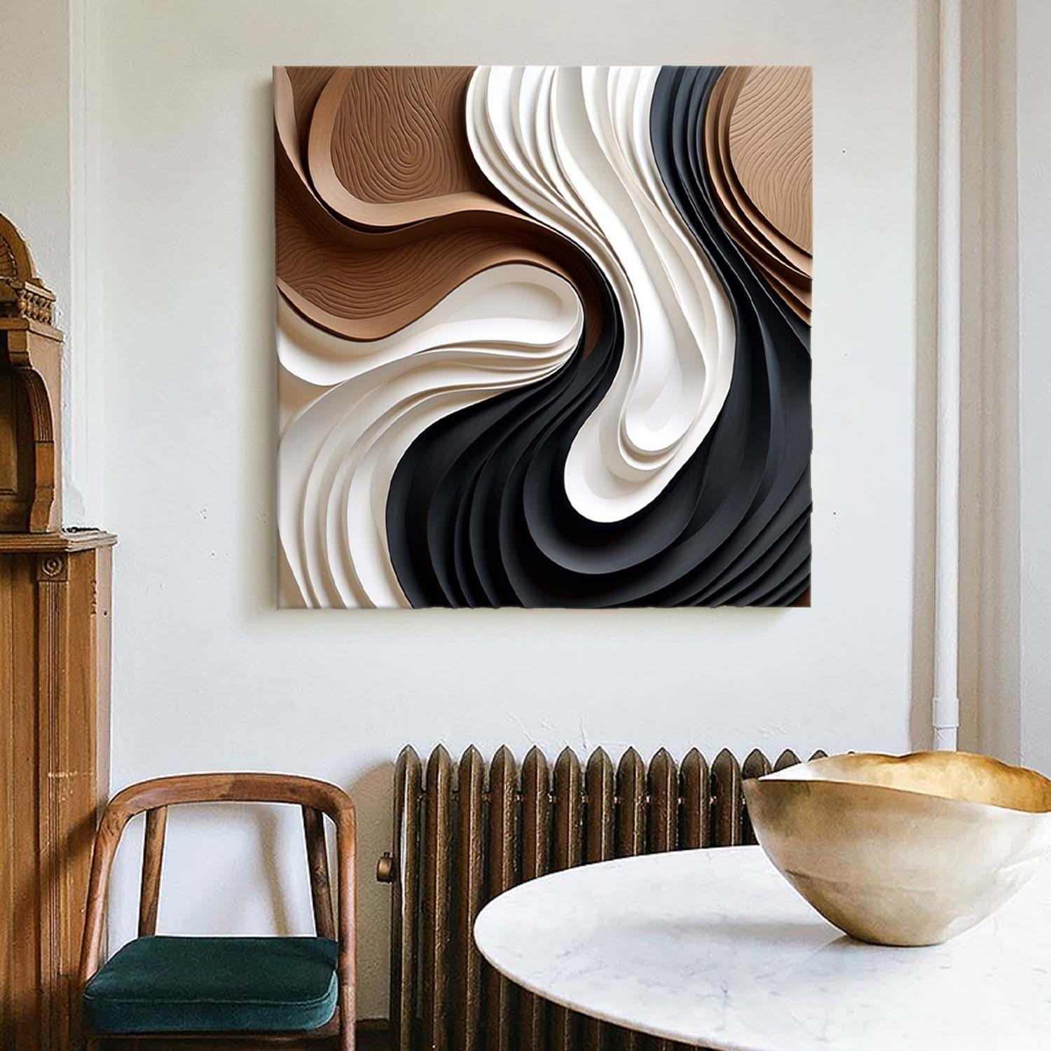 Black White Wood Carving Wall Art Black White Art Sculpture Textured ...