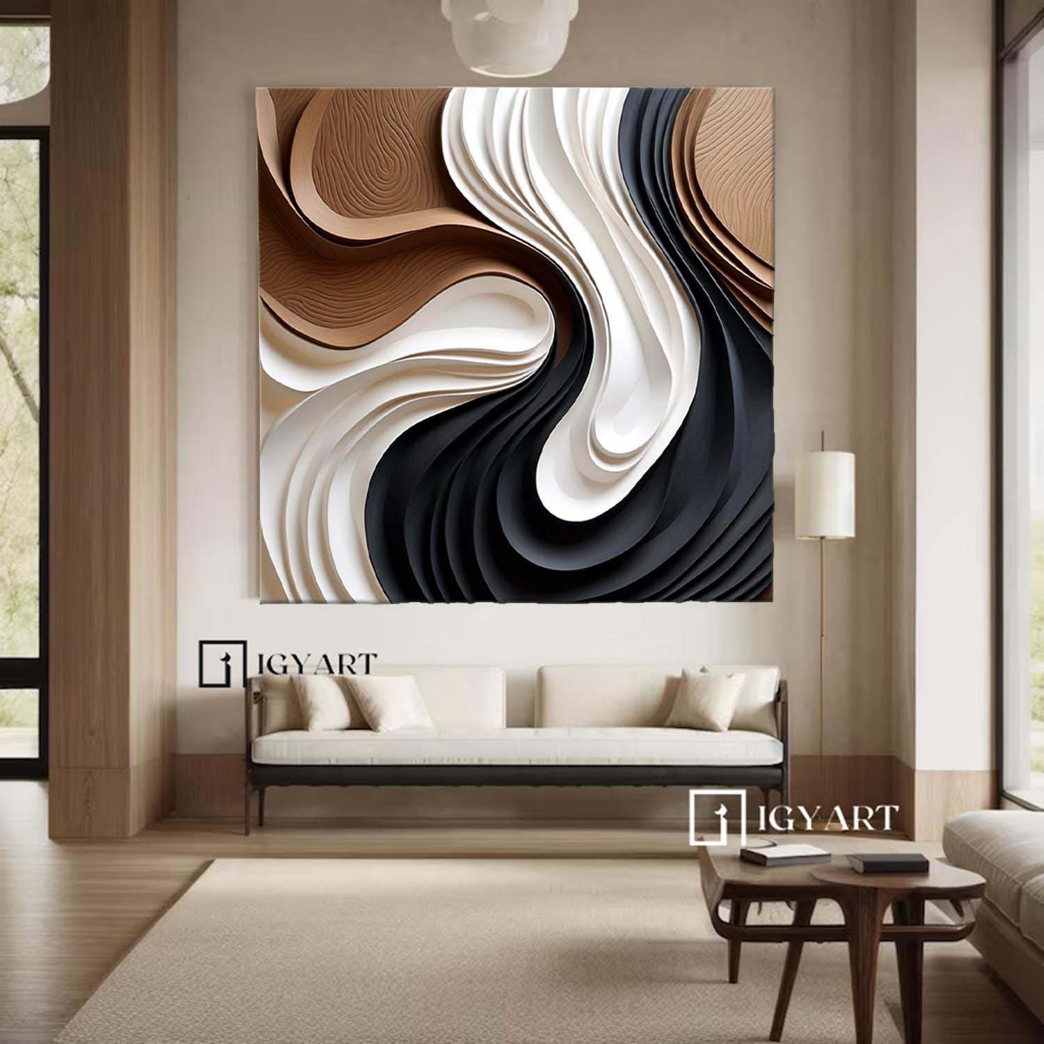 Textured Wood Carving Wall Art, Black, White 3D Sculpture - Etsy