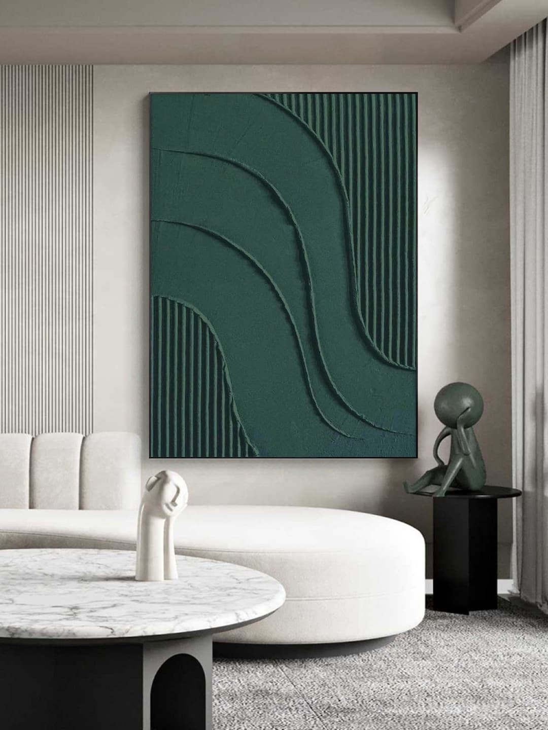 Green Textured Wall Art Wabi-sabi Green Wall Art Large Green Abstract ...