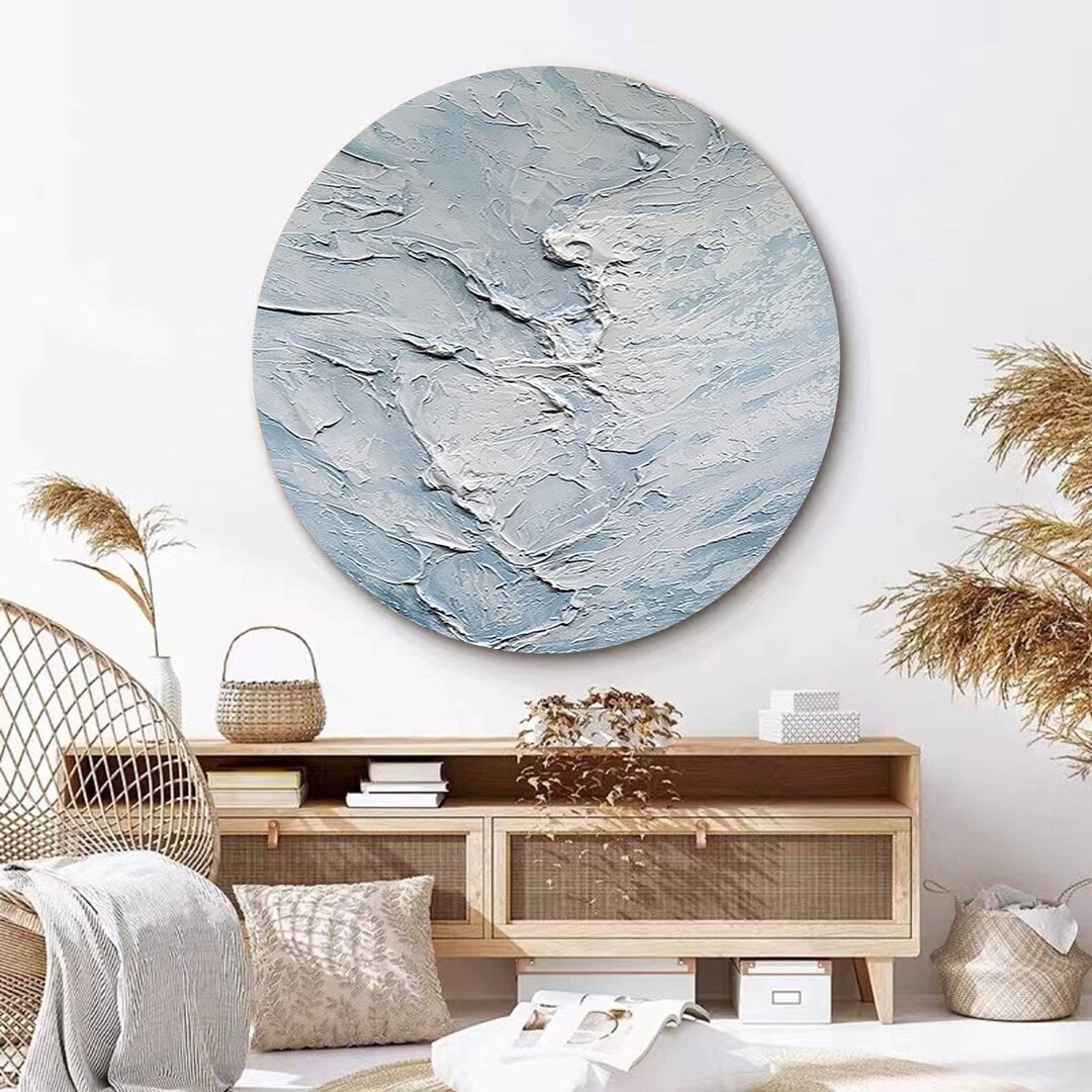 Large Circle Blue Sea Abstract Art Circle Sea Wave Abstract Canvas Oil ...