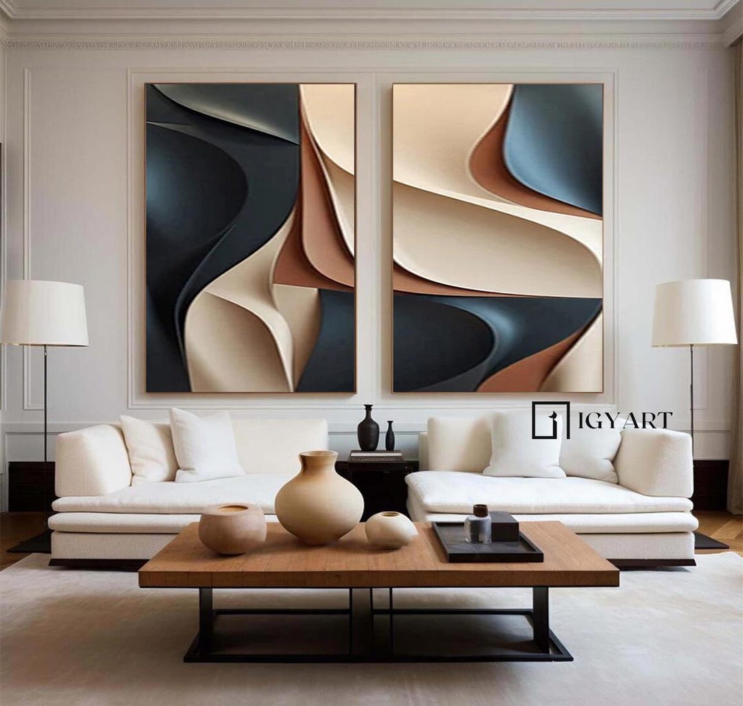 Set of 2 Textured 3D Wood Carving Wall Art Set of 2 Textured Wall Art ...