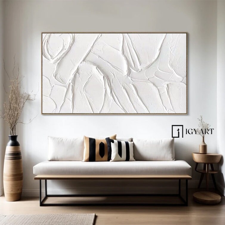 Large White Textured Painting, Minimalist Abstract Plaster Art - Etsy