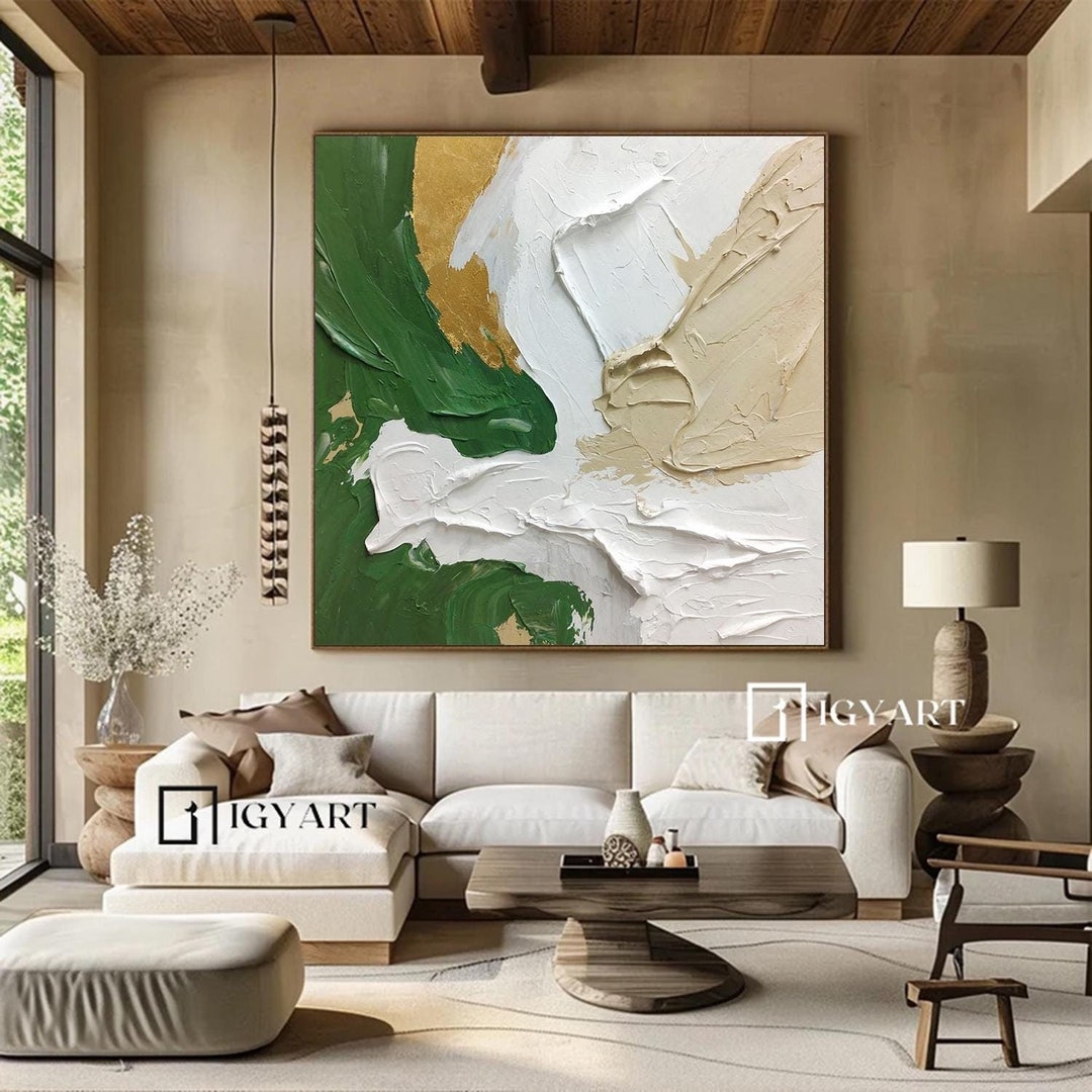Olive Green Painting Sage Green Art Painting Green Wall Art Sage Green ...