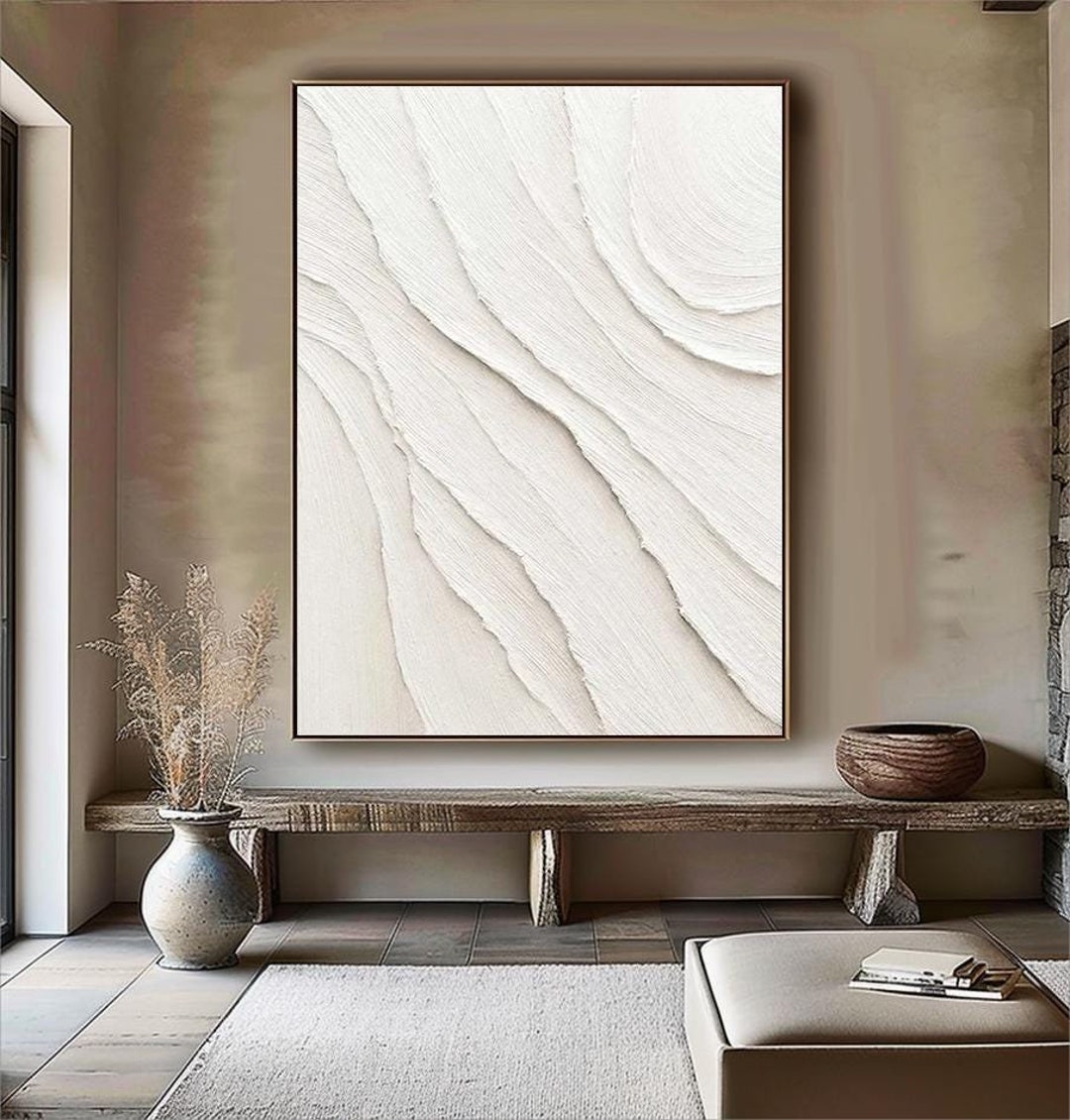 Pure White Textured Wall Art White Wabi Sabi Painting Larger White ...