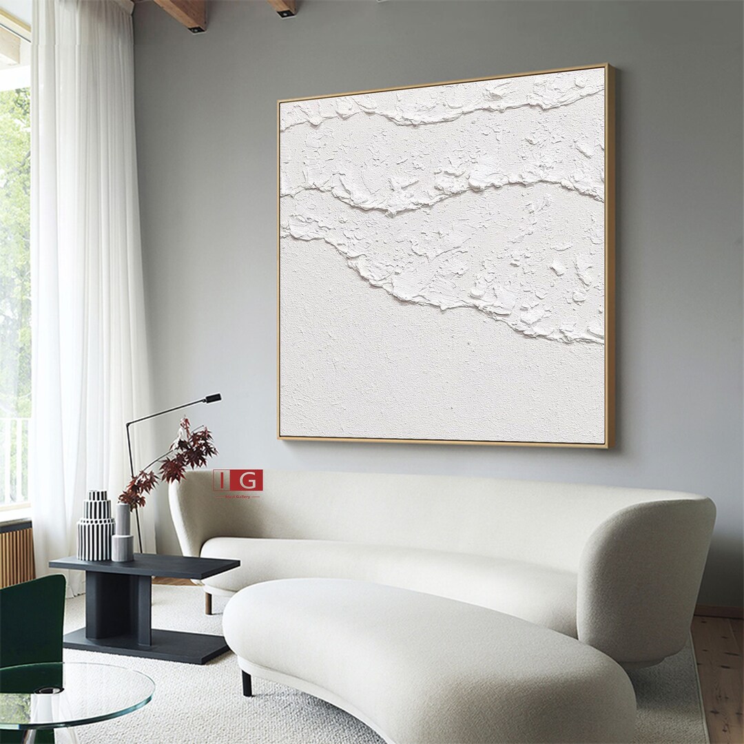 White Waves Abstract Painting White Wall Art White 3D Textured Art ...