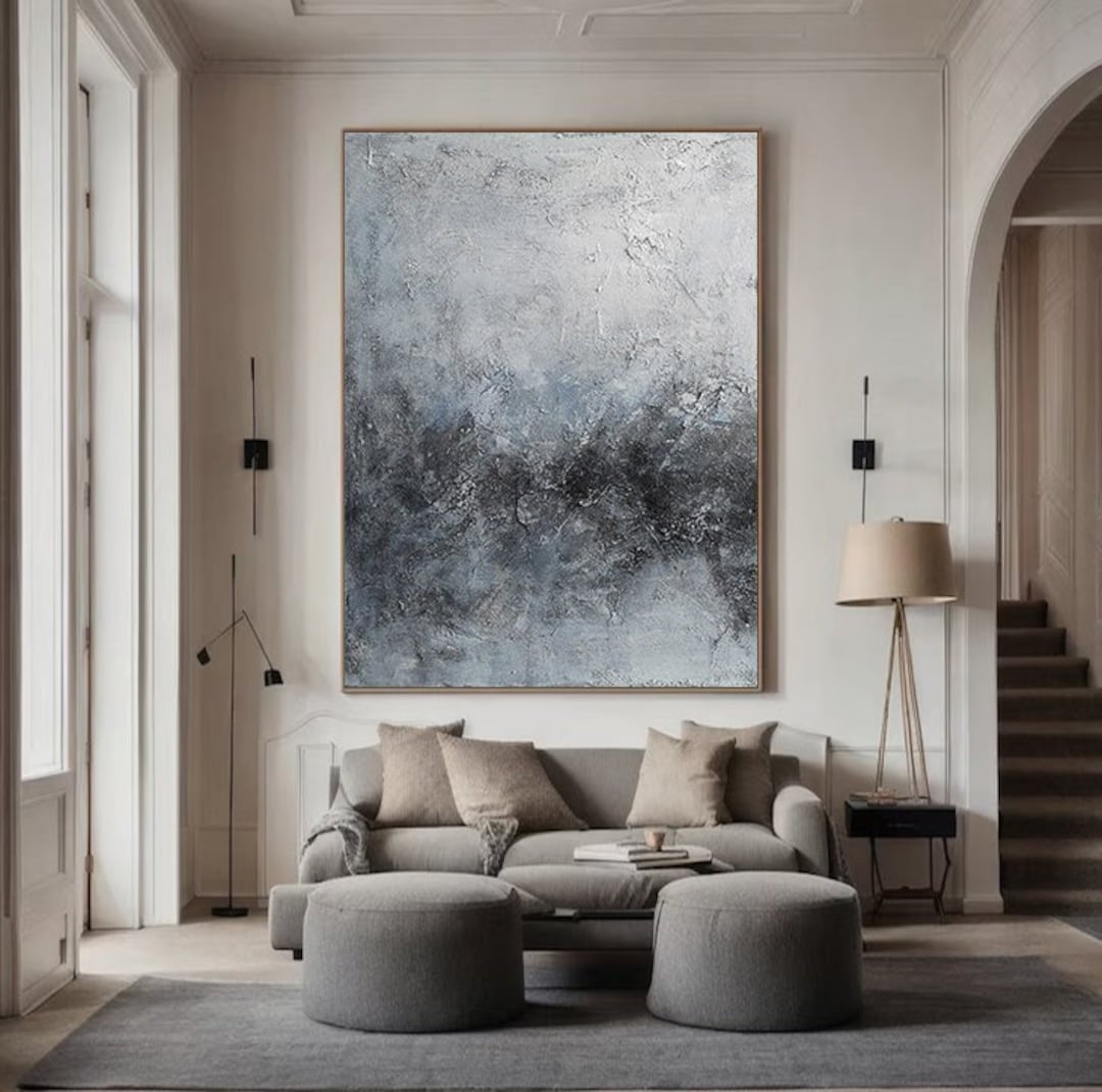 Blue Abstract Art Black and Grey Wall Art Blue Abstract Art Paintings ...