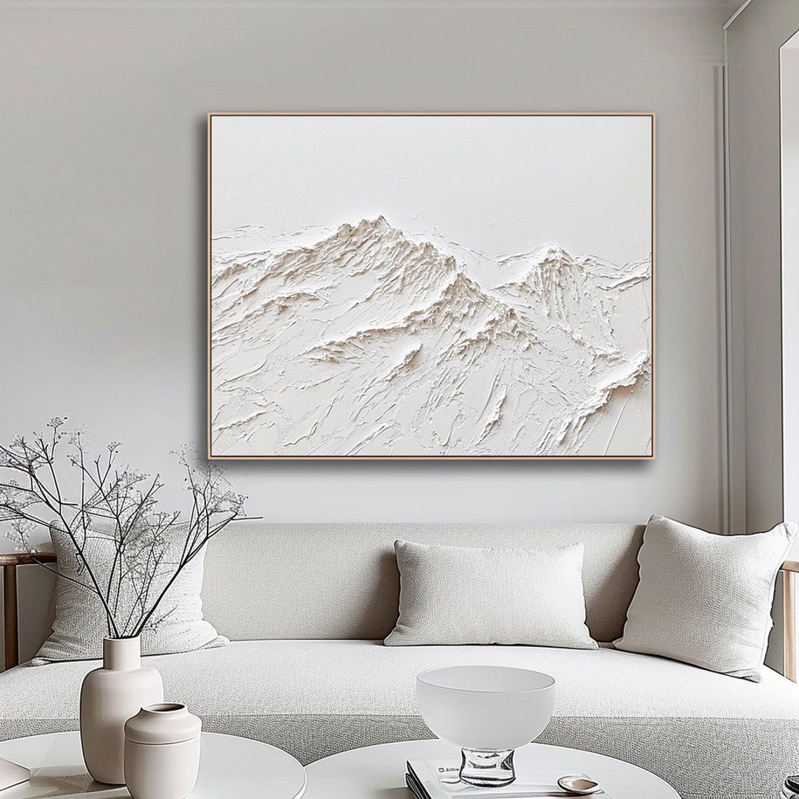 White Snow Mountain Plaster Art, 3D Textured Painting - Etsy