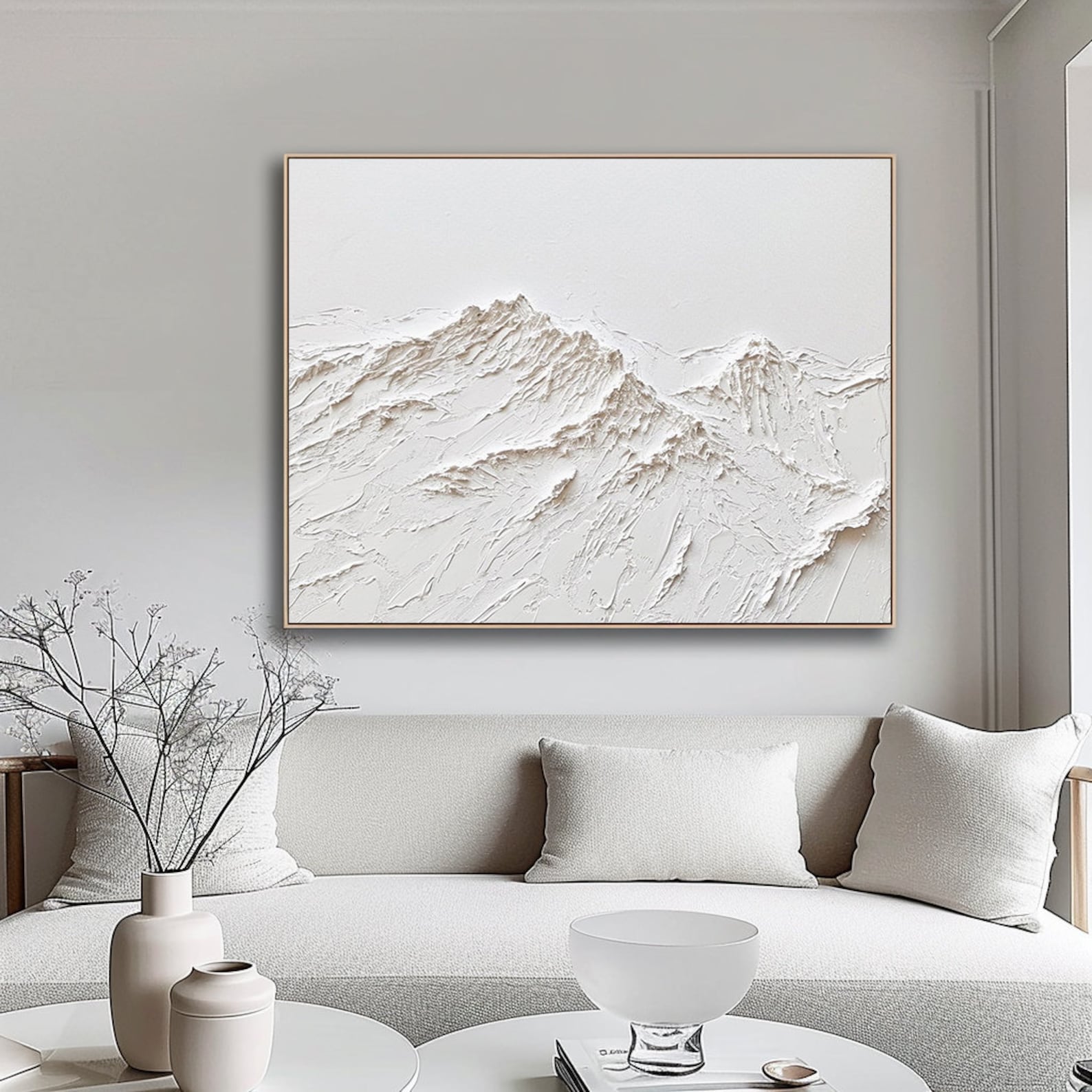 White Snow Mountain Plaster Art, 3D Textured Painting - Etsy
