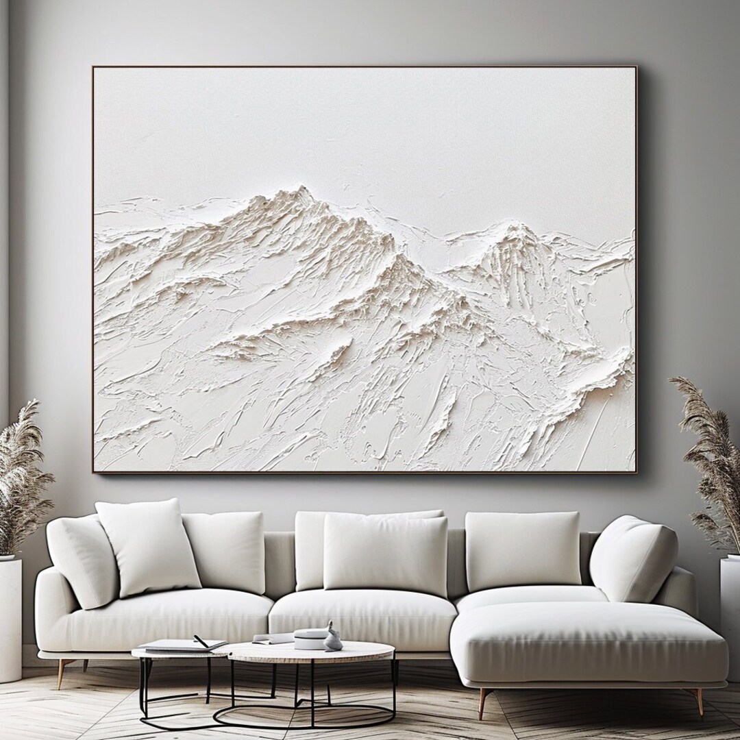 White Snow Mountain Plaster Art, 3D Textured Painting - Etsy