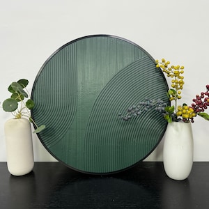 Green Circle Textured Canvas Art - Minimalist Abstract Painting - Etsy