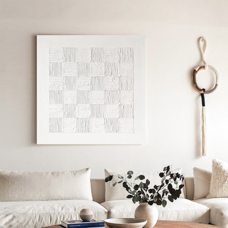 White Minimalist Painting Large White Textured Wall Art White Abstract ...
